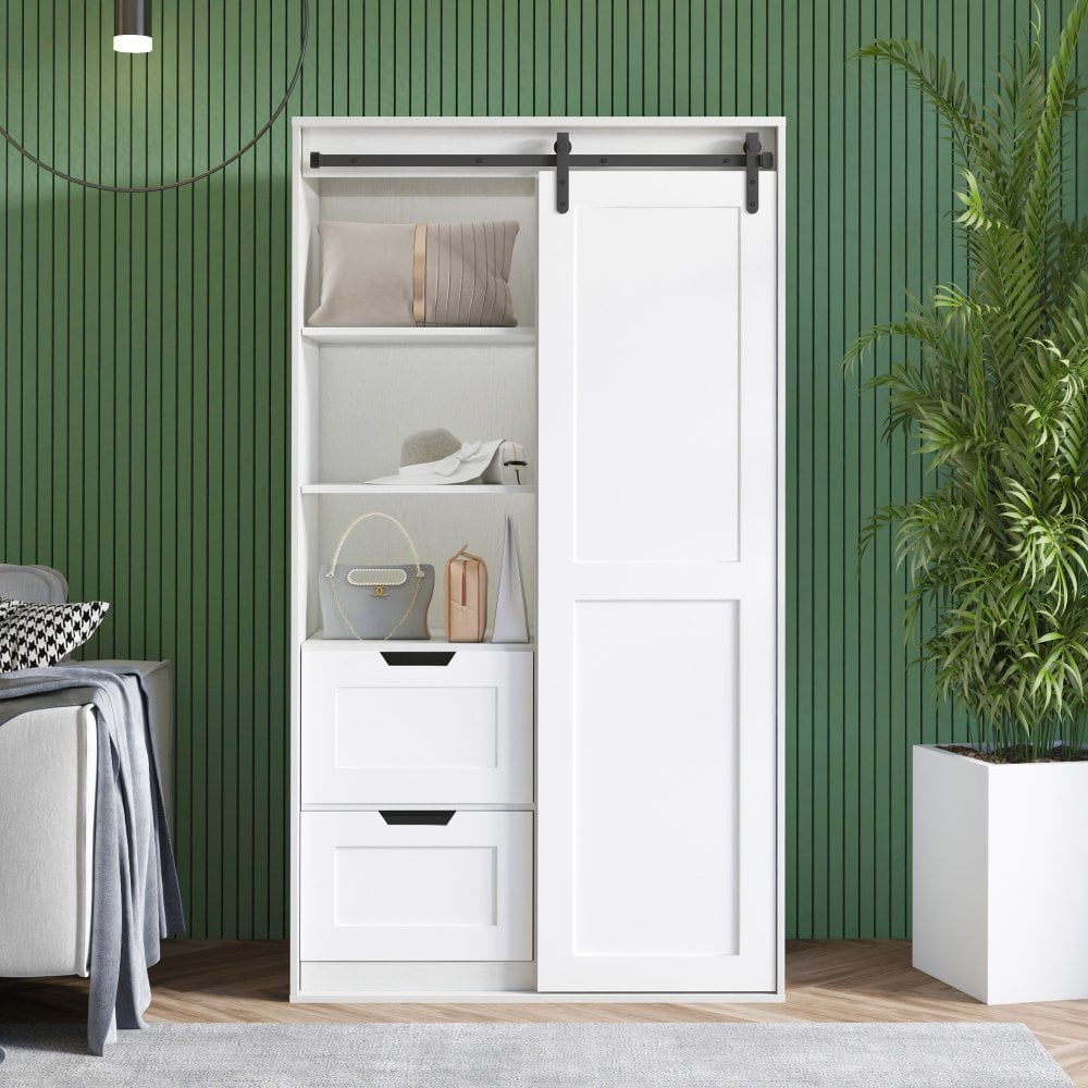 GZXS 71" High Armoire Wardrobe Closet with 2 Drawers Bedroom Storage ...