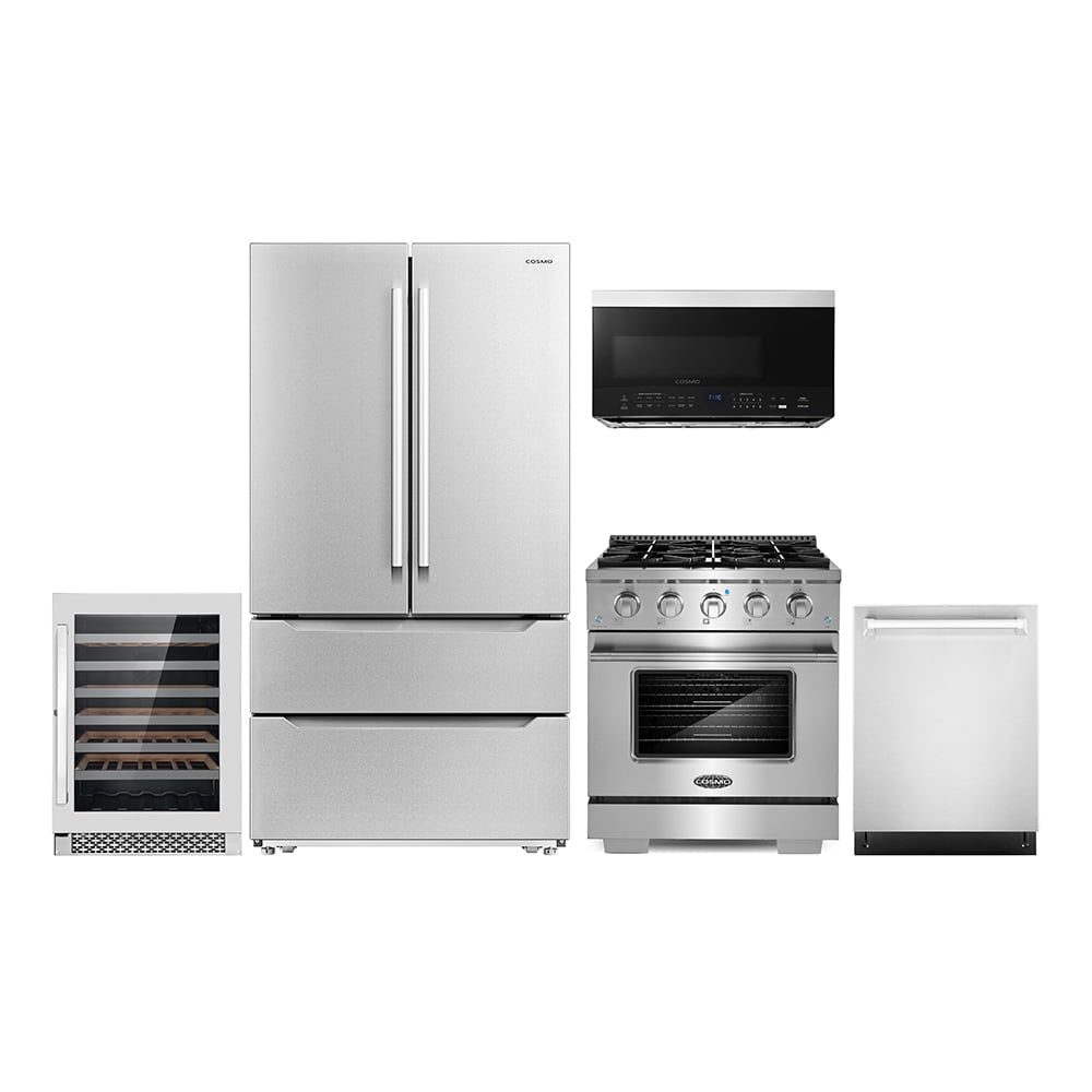 Cosmo 5 Piece Kitchen Appliance Package with 30" Over the Range ...