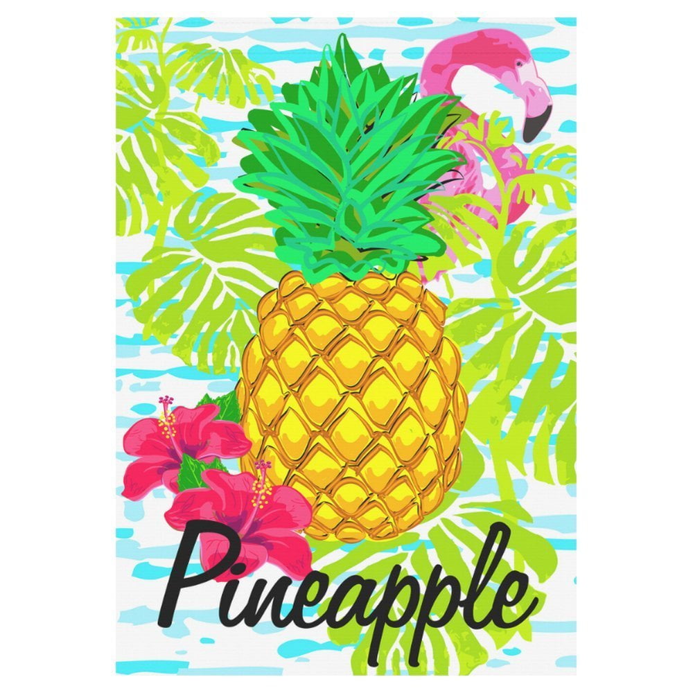 MYPOP Tropical Pineapple with Flamingo Garden Flag House Banner 28 x 40 ...