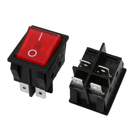 AC250V 15A I/O ON-OFF 4P DPST Green + Red Indicator Lamp Rocker Switch ...