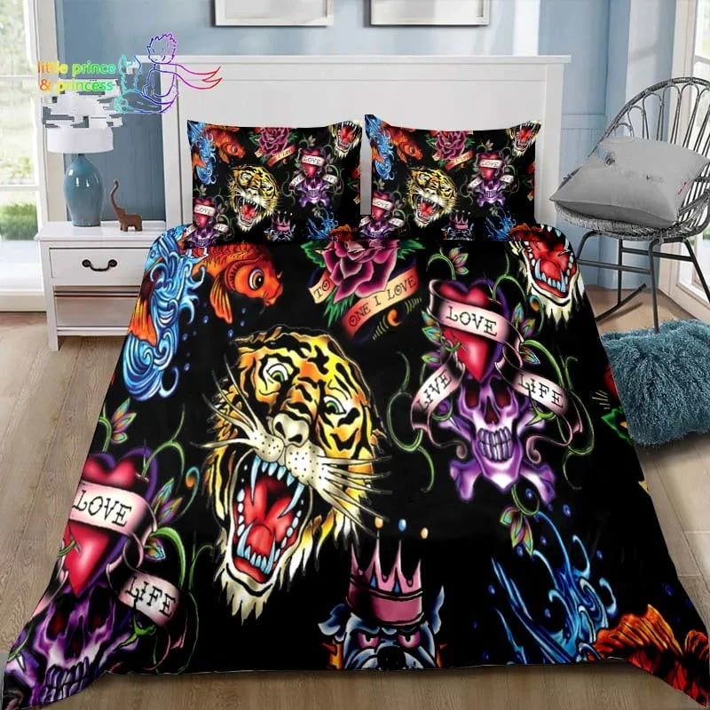 Ed-hardy Tattoo Tiger Skull Bedding Set Bed Set Adult Kid Bedroom ...