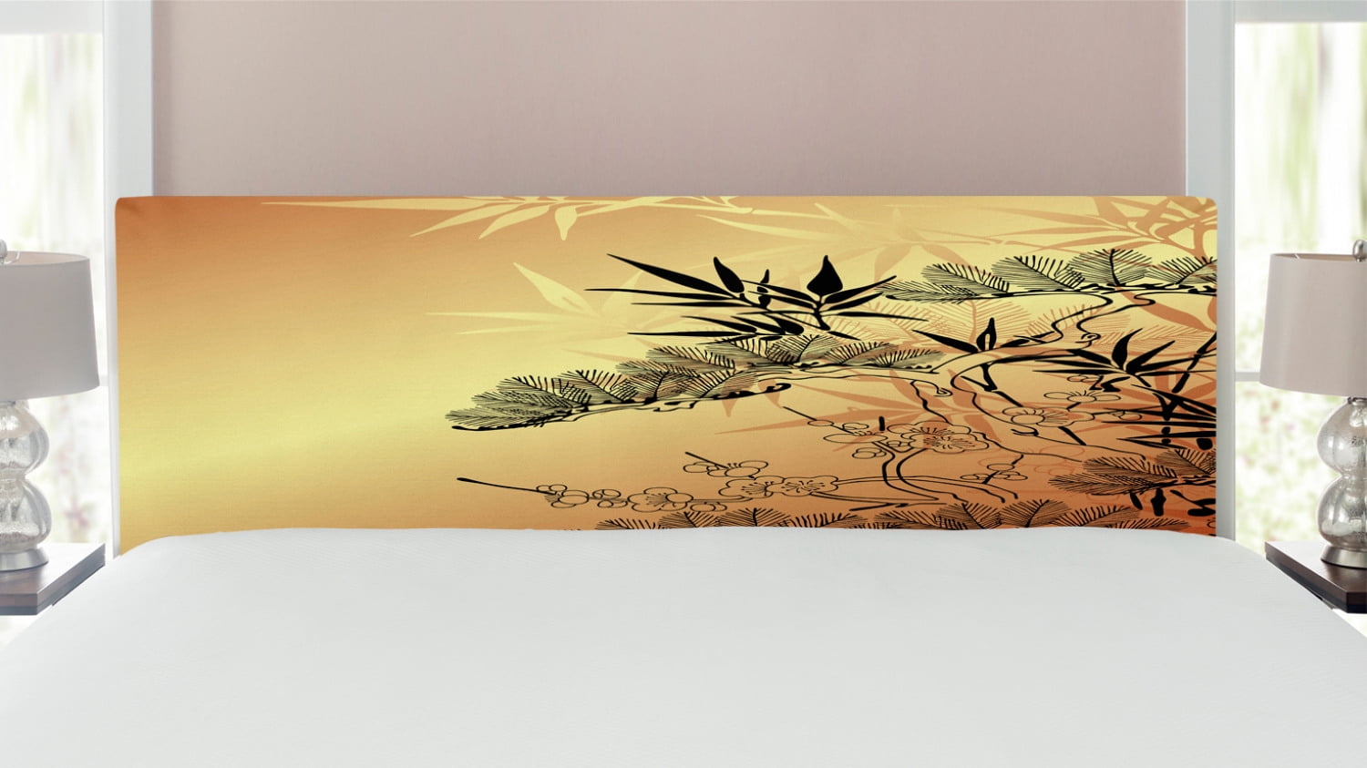 Japanese Headboard, Branches and Bamboo Motifs with Showy Fragrant ...