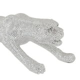 42" x 11" Silver Polystone Floor Leopard Sculpture with Carved Faceted ...