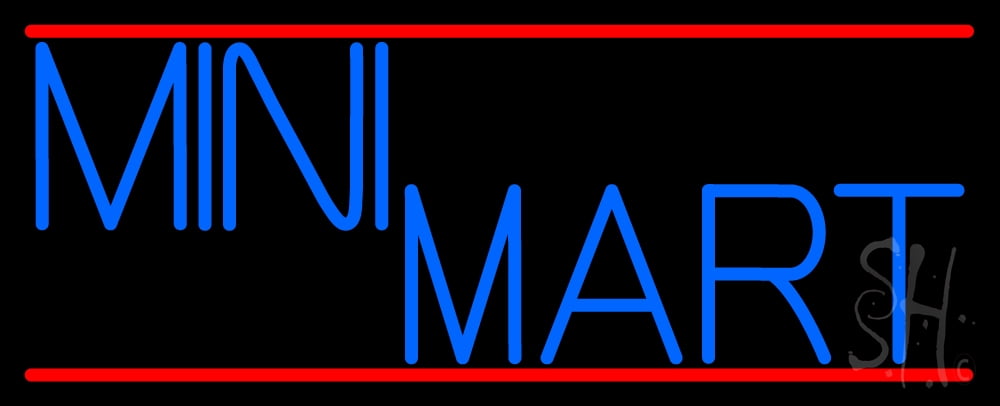Mini Mart LED Neon Sign 10 x 24 - inches, Black Square Cut Acrylic ...