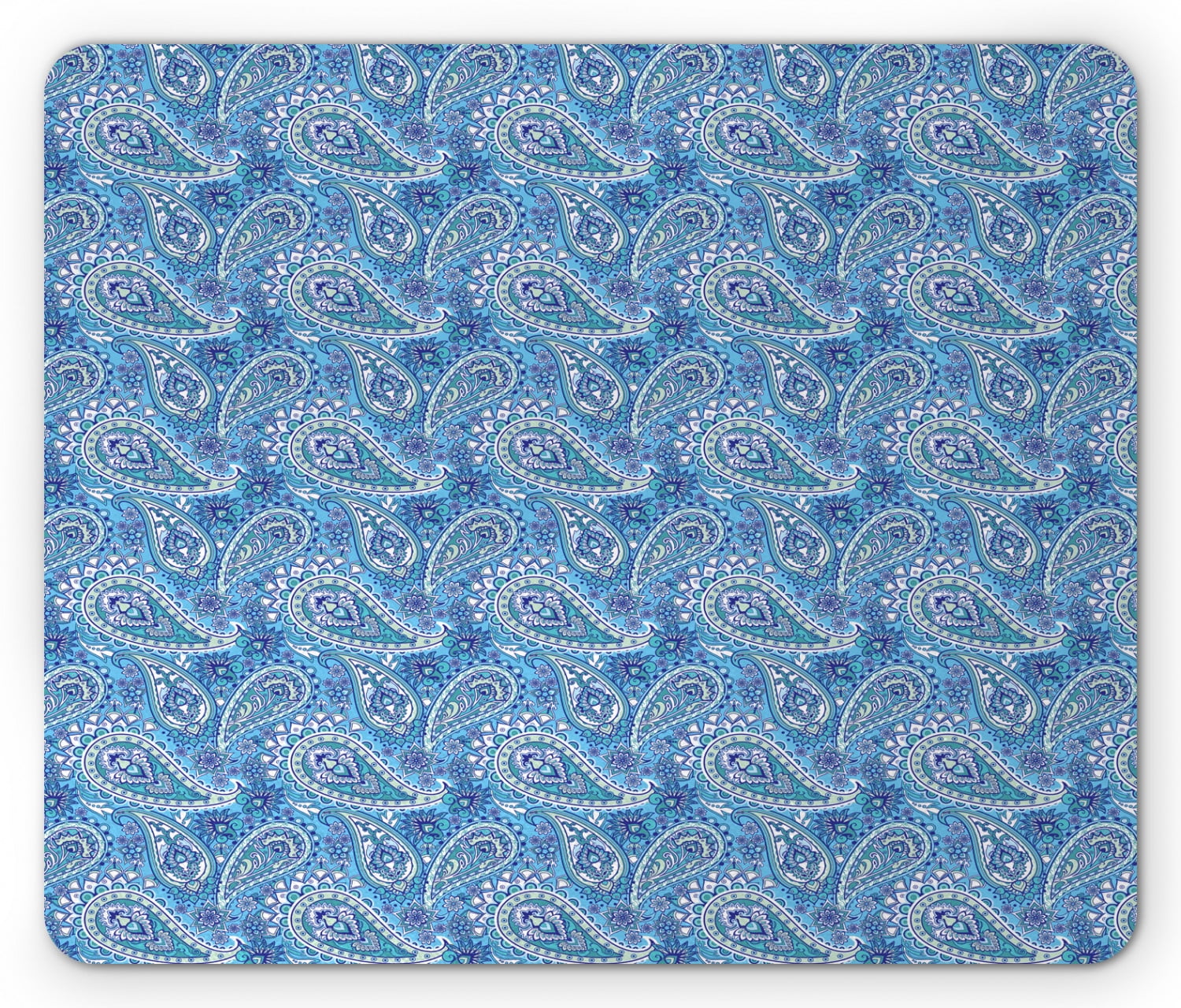 Blue Paisley Mouse Pad, Motifs of Traditional Flowers Motif Arrangement ...
