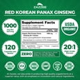Zazzee USDA Organic Red Korean Panax Ginseng, 1000 mg, Vegan, 20:1 ...