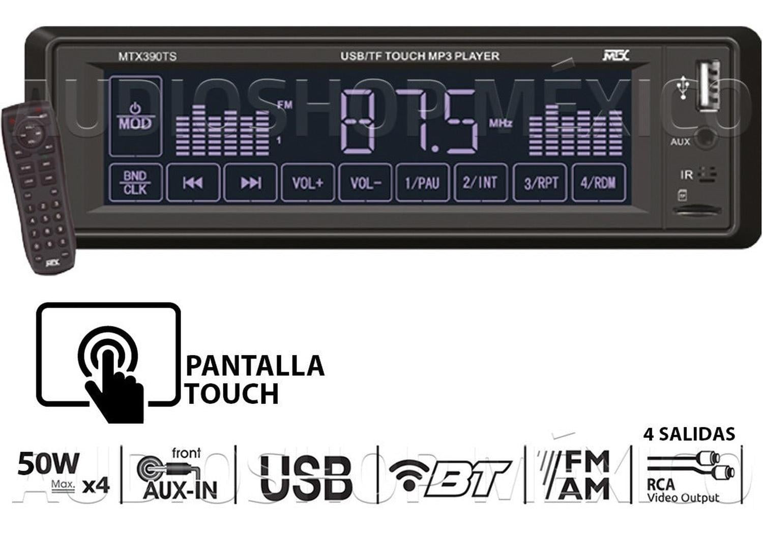 Autoestéreo 1 DIN MTX Audio MTX390TS Bluetooth USB Pantalla Touch AUX ...