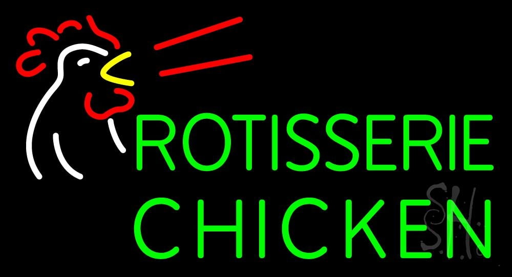 Rotisserie Chicken LED Neon Sign 20 x 37 - inches, Black Square Cut ...