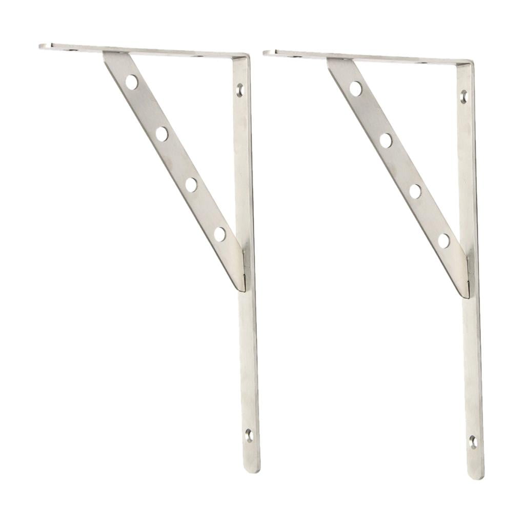 2Pieces Heavy Duty Stainless Shaped Wall Shelf Brackets Corner Brace ...