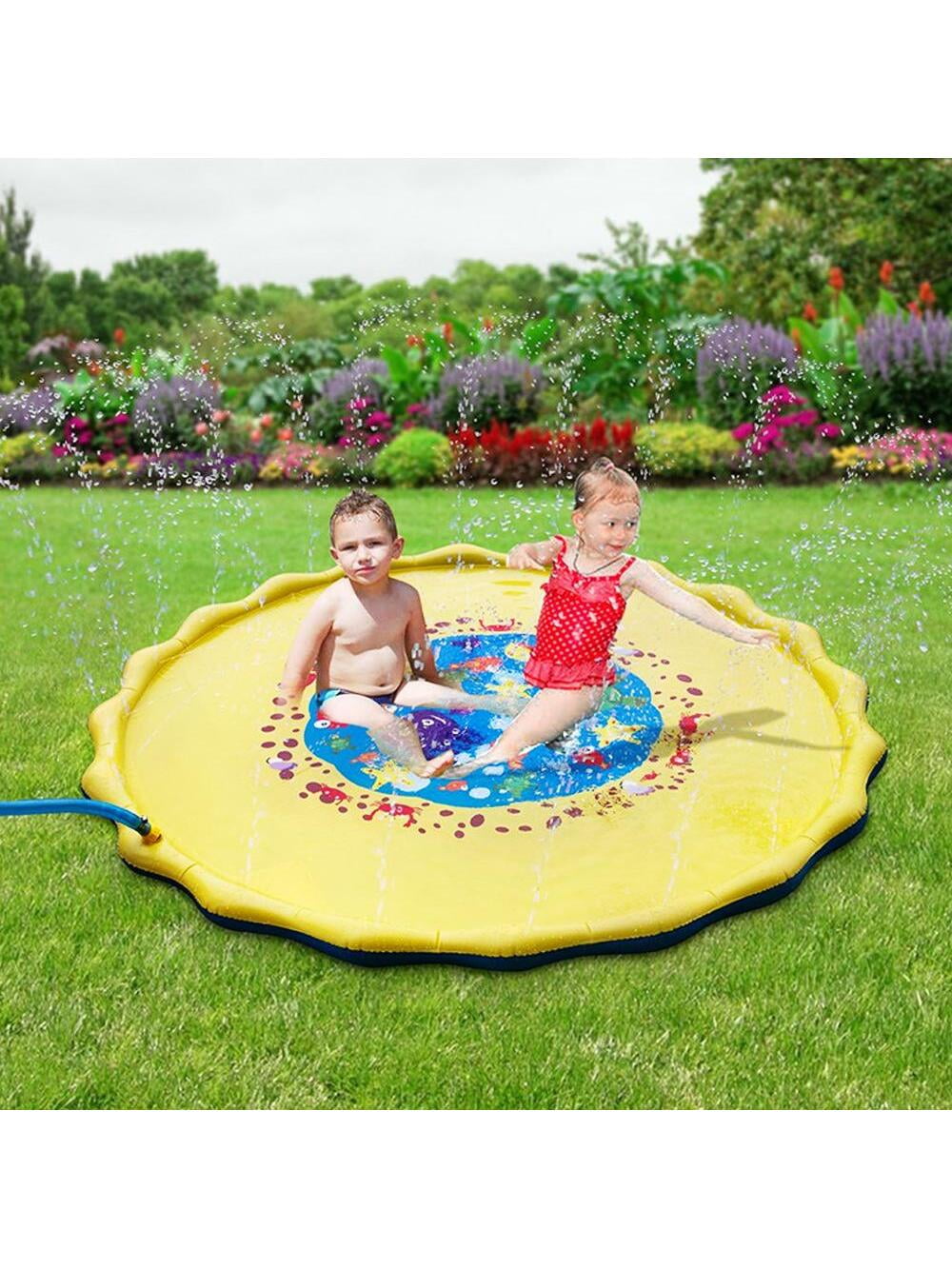 Large Splash Pad for Kids and Dog, (67") Backyard Sprinkler Pad ...