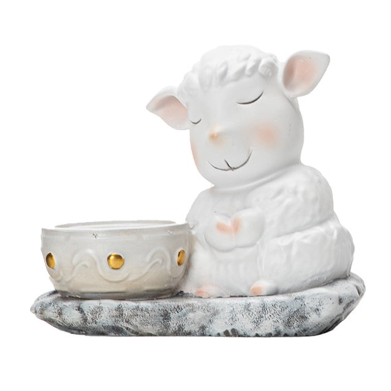 Cartoon Sheep Lamb Candle Stand Resins Craft Desktop Table Centerpieces ...