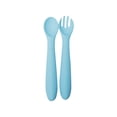 Linnome Silicone Spoon and Fork Set Food Grade Soft Ergonomic Self ...