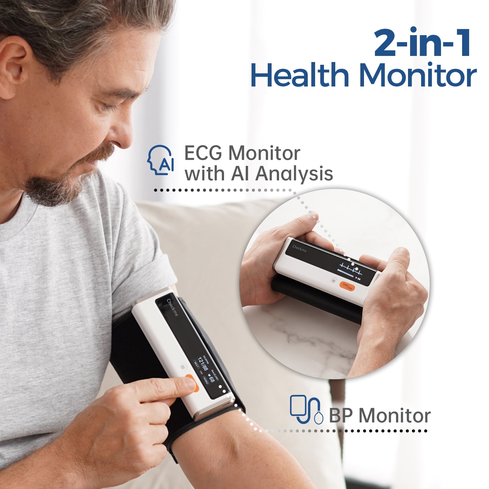 Buy Checkme Bluetooth Blood Pressure Monitor and EKG Monitor | Wireless ...
