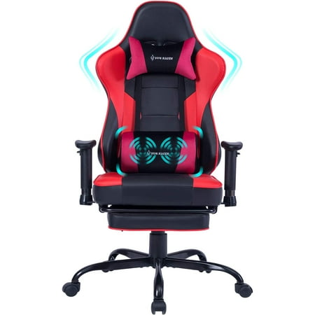 VON Racer Gaming Chair with Massager Lumbar Support and Retractible ...