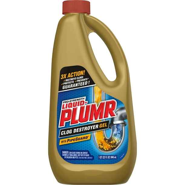 Liquid-Plumr Pro-Strength Full Clog Destroyer Plus PipeGuard, 32 Ounces ...