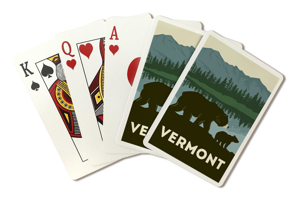 Vermont, Grizzly Bear, Vector, Lantern Press, Premium Playing Cards, 52 ...