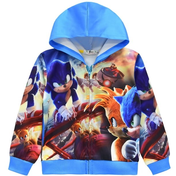 Sonic The Hedgehog 3D Print Zip Sweatshirt Jacket Pocket Pullover Blue ...