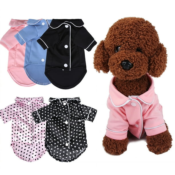 Meidiya Dog Pajamas Clothes Silk Soft Solid/Polka Dot Print Shirts ...
