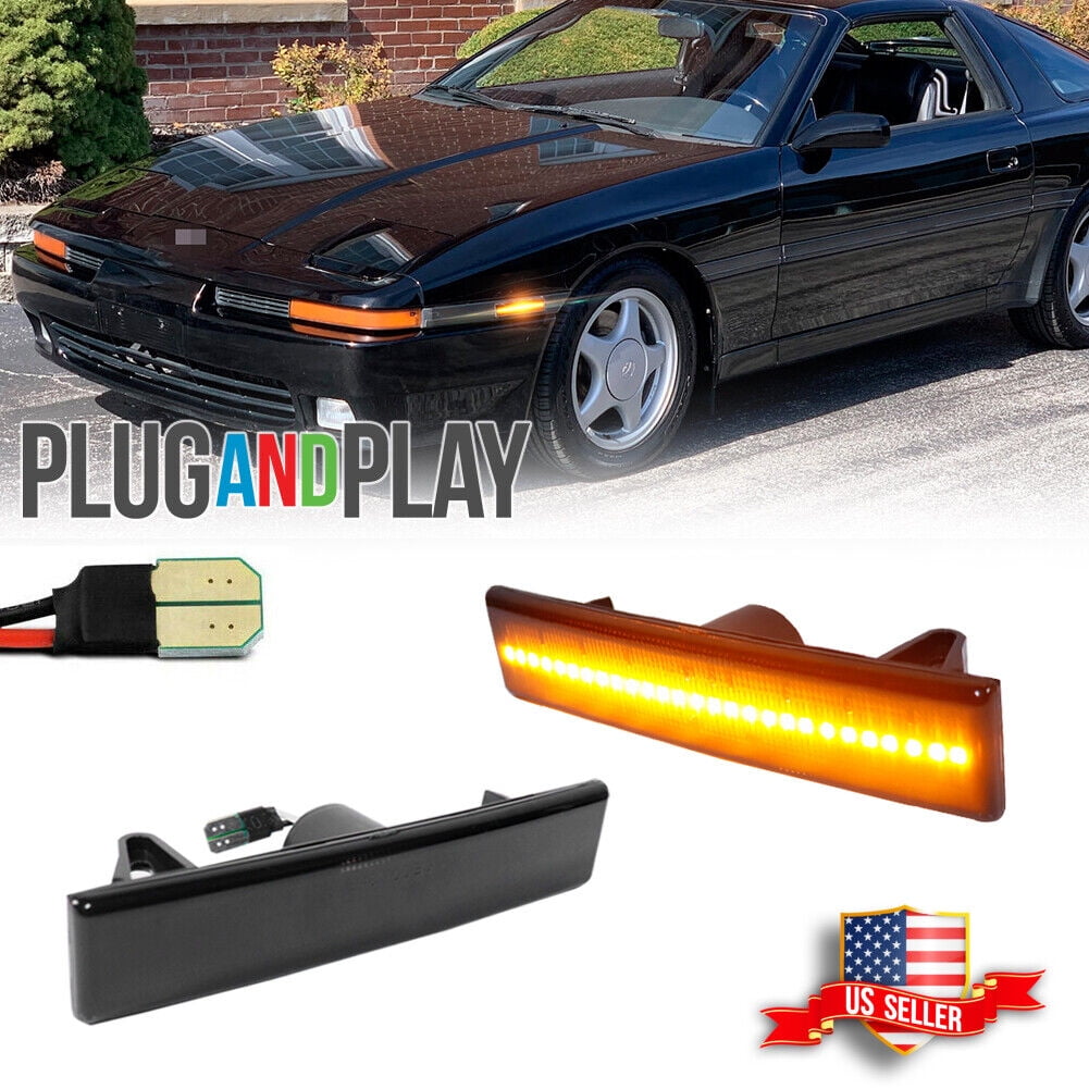 GTINTHEBOX Smoked Amber LED Front Side Marker Lights For 1987-1992 ...