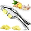 JTWEB Garlic Press, Stainless Steel 2-in-1 Garlic Crusher and Slicer ...