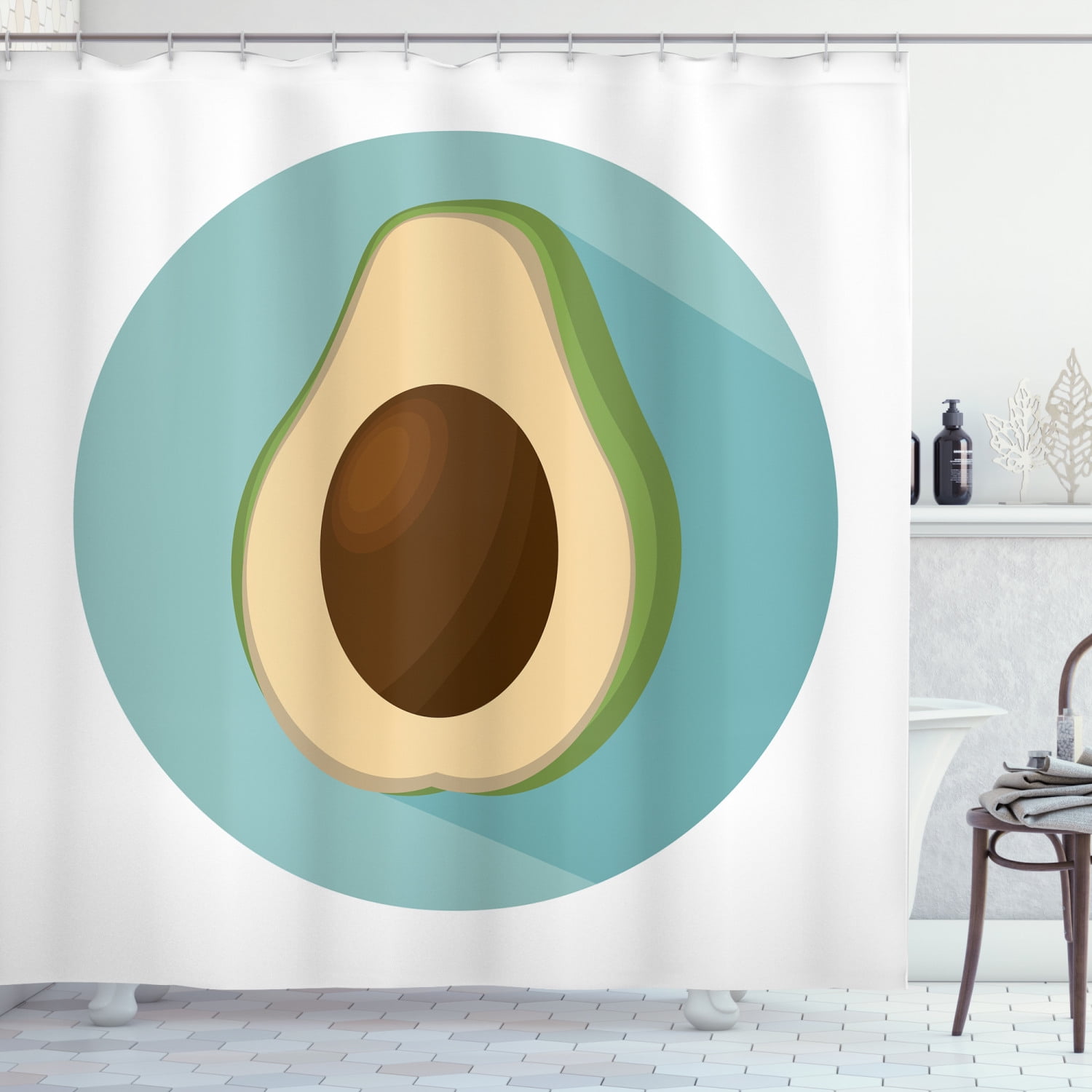 Avocado Shower Curtain, Raw Delicious Avocado Slice for Organic ...