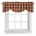 Brown Buffalo Plaid Tie Up Valances Curtain, Red Geometric Check ...