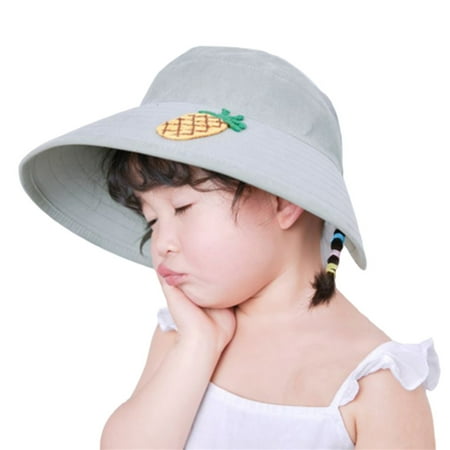 ENJOYW Cute Pineapple Fruit Print Kids Wide Brim Adjustable Sun Hat ...
