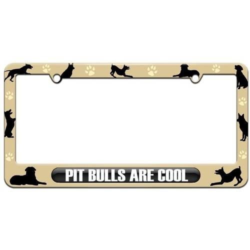 Pit Bulls Are Cool, Dog Love License Plate Tag Frame, Dog Silhouettes ...