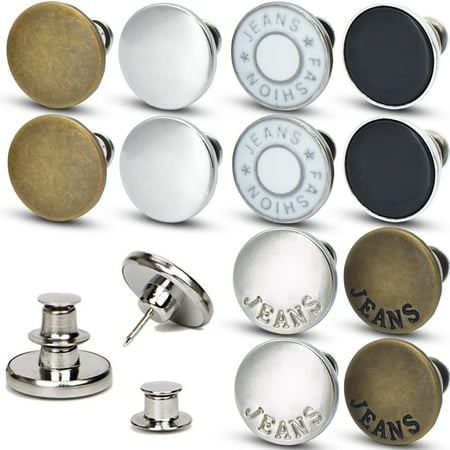 [Upgraded] 12 Sets Button Pins for Jeans, 17mm Replacement Jean Buttons ...