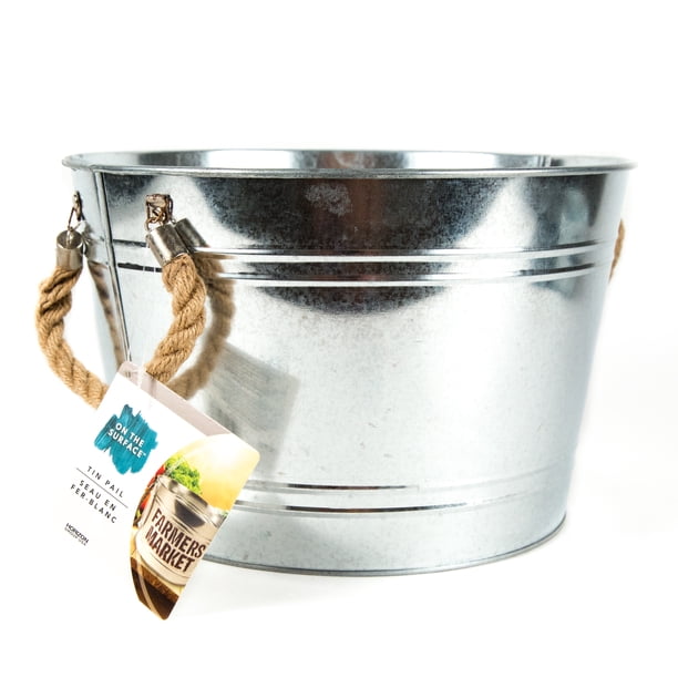 On The Surface Large Tin Pail, Decorative Galvanized Tin Bucket With ...