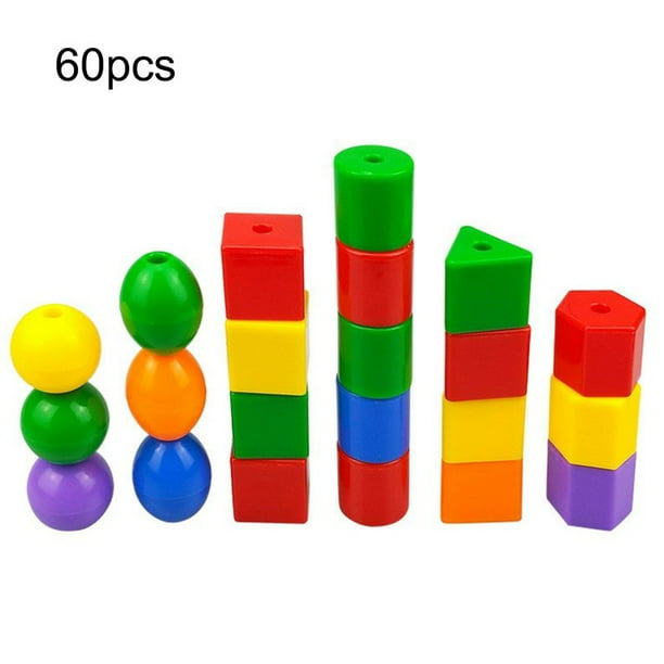 60 Beads Toys Geometric Figurebeads Stringing Threading Beads Game ...