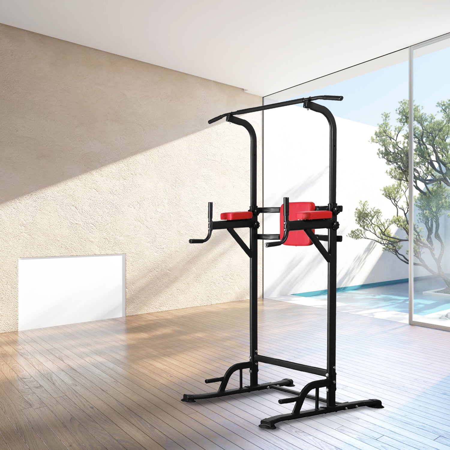 Wesfital Power Tower Pull Up Bars Workout Dip Stands Red/Black ...