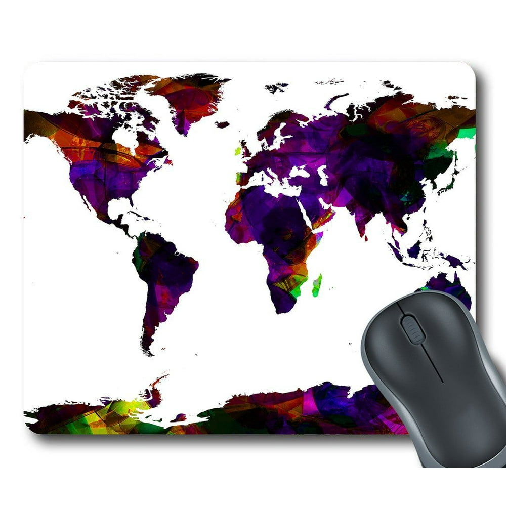 GCKG Art World Map Mouse Pad Personalized Unique Rectangle Gaming ...