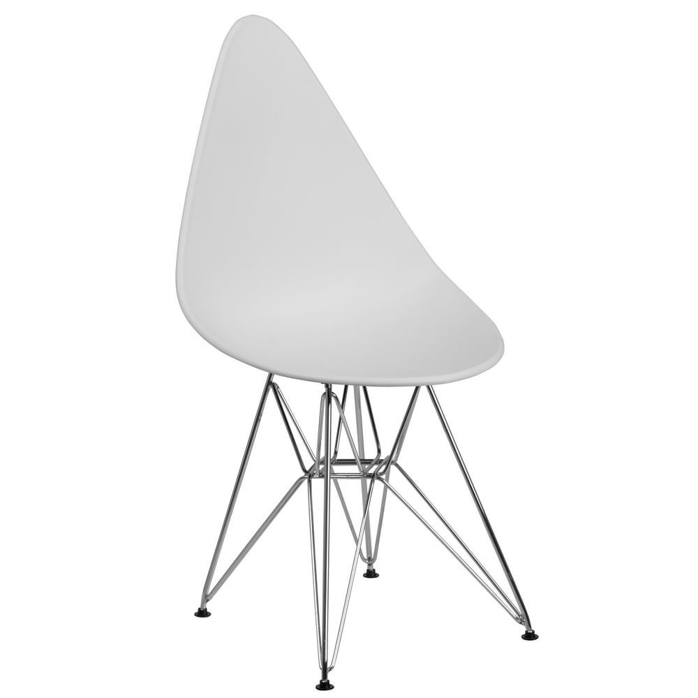 Flash Furniture Allegra Series Teardrop White Plastic Chair with Chrome ...