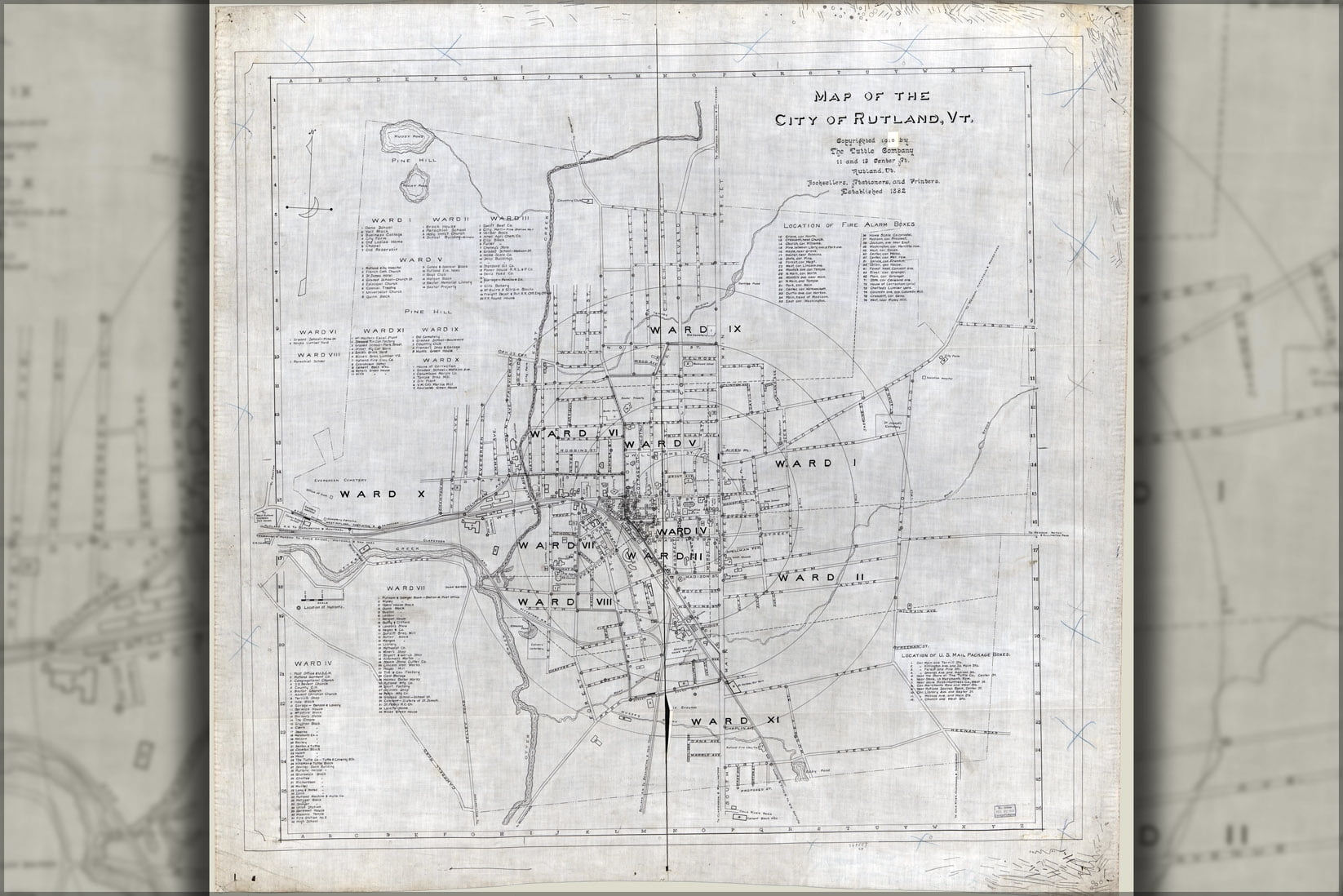 24"x36" Gallery Poster, Map of Rutland, Vermont 1910 - Walmart.com