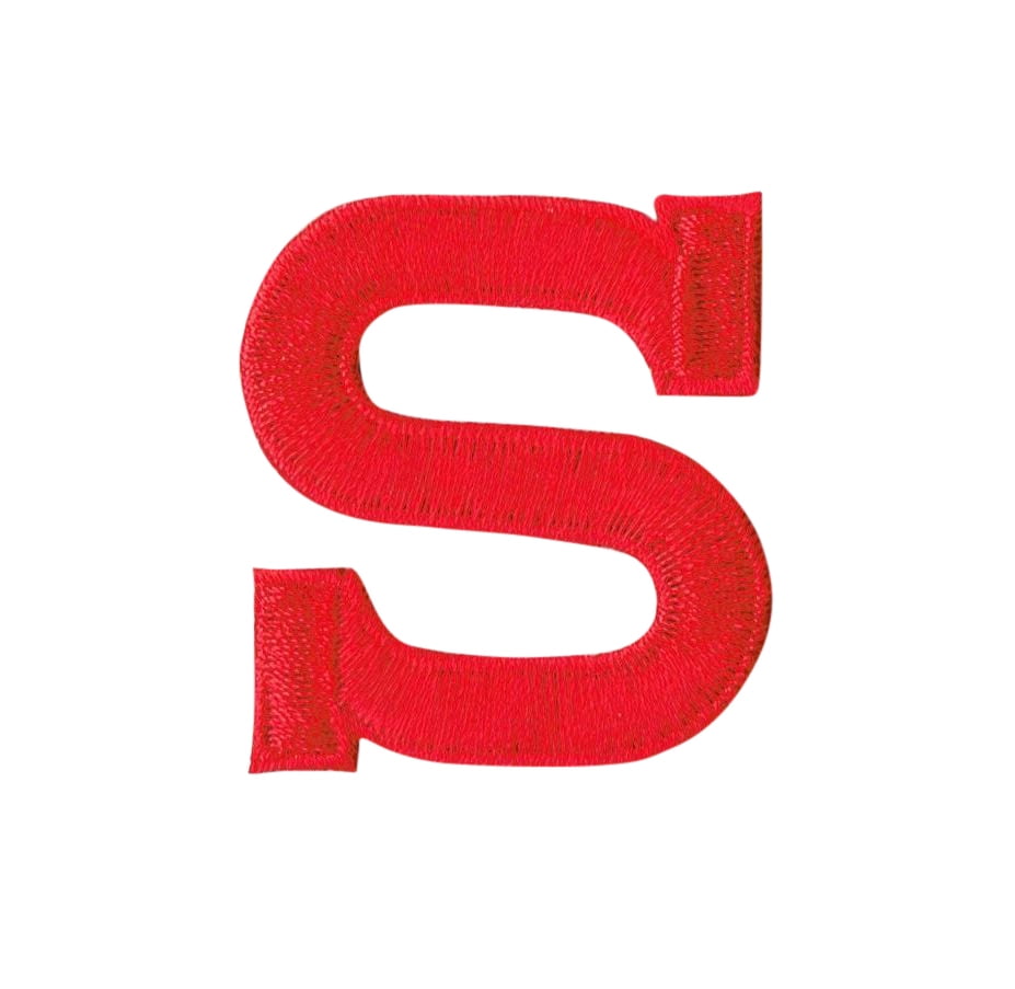 Alphabet Letter - S - Color Red - 2" Block Style - Iron On Embroidered ...