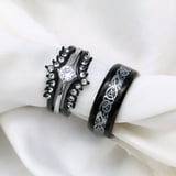 Black Matching Rings His and Her Rings Couple Rings 1ct AAA CZ Wedding ...