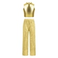 AOCHANG Girls Shiny Sequin Pants Dance Outfit with Mock Neck Metallic ...