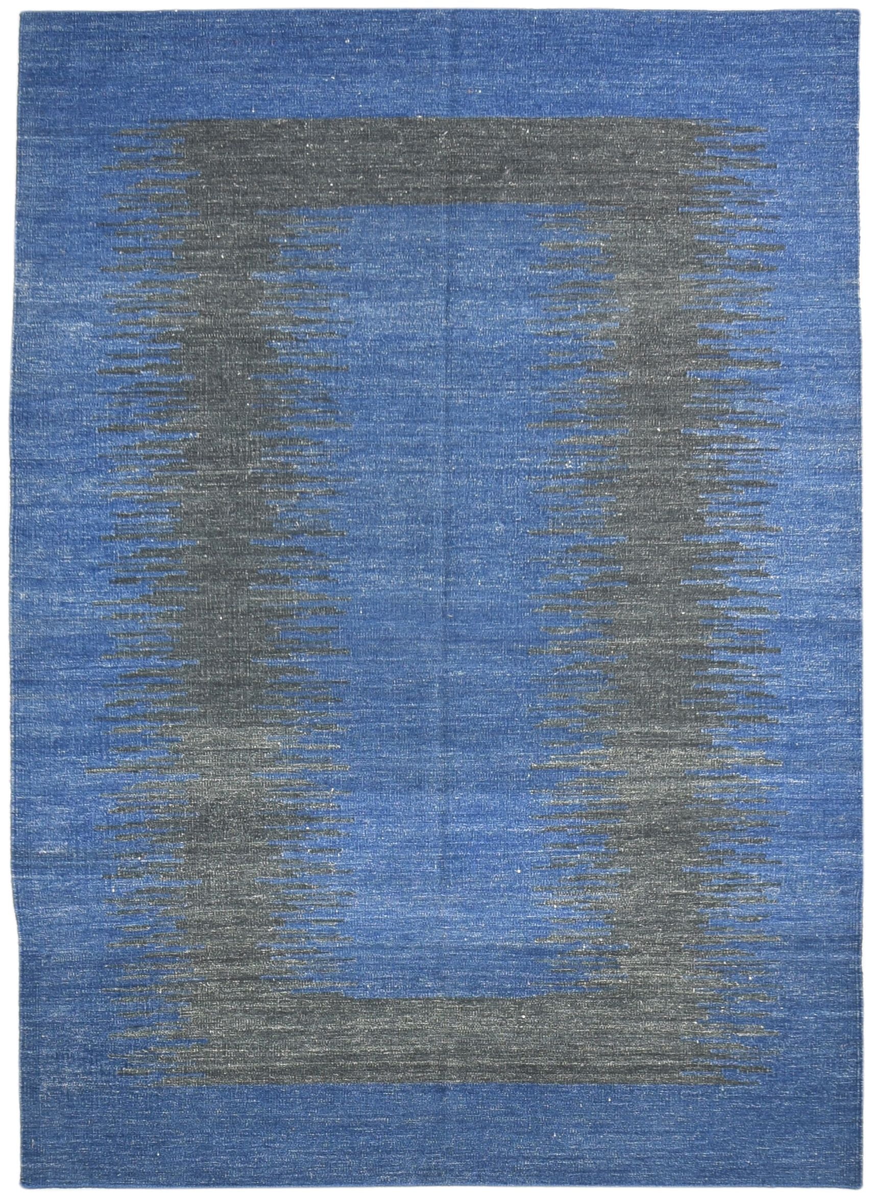 Dhurrie Navy Blue Wool Rug 5' X 7' Modern Bohemian Abstract Room Size ...