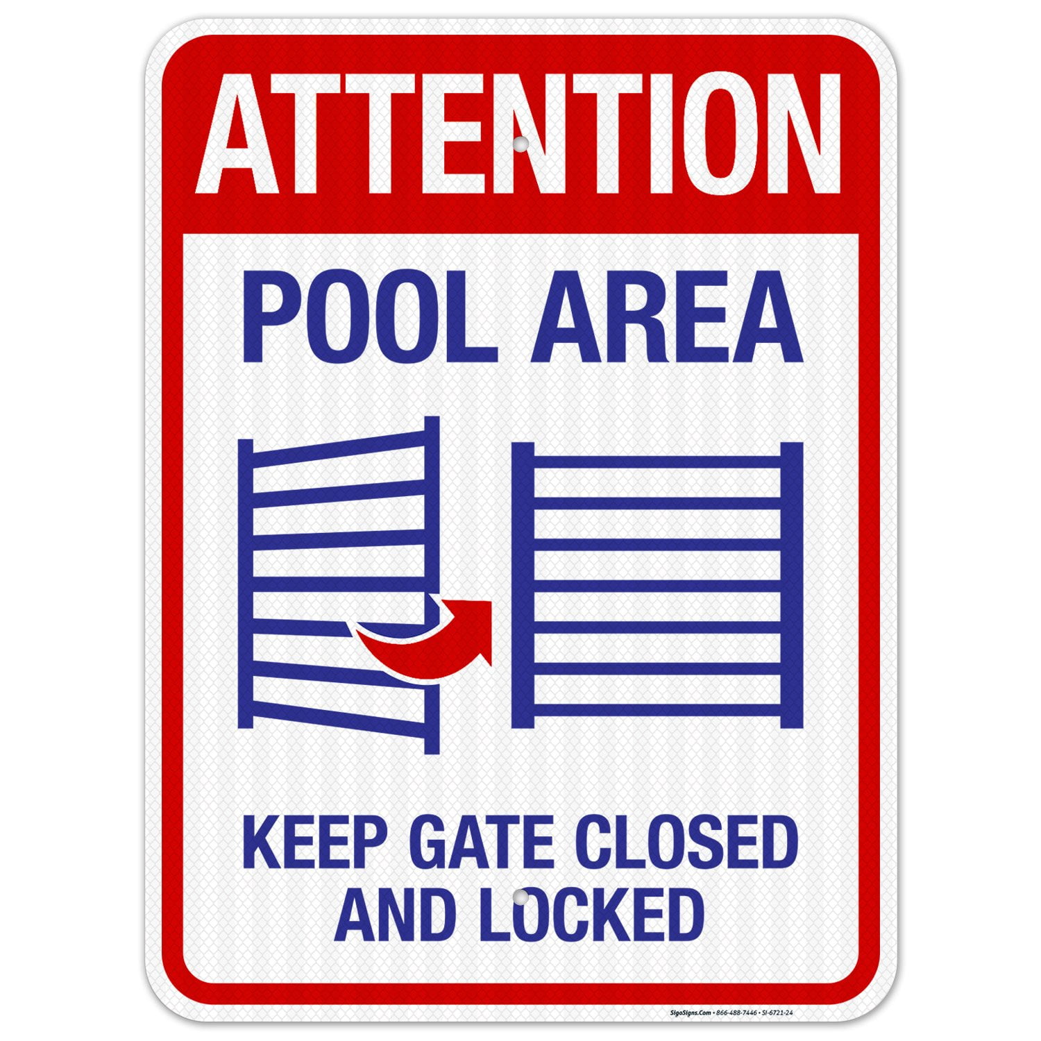 Attention Pool Area Keep Gate Closed And Locked Sign, Pool Sign ...