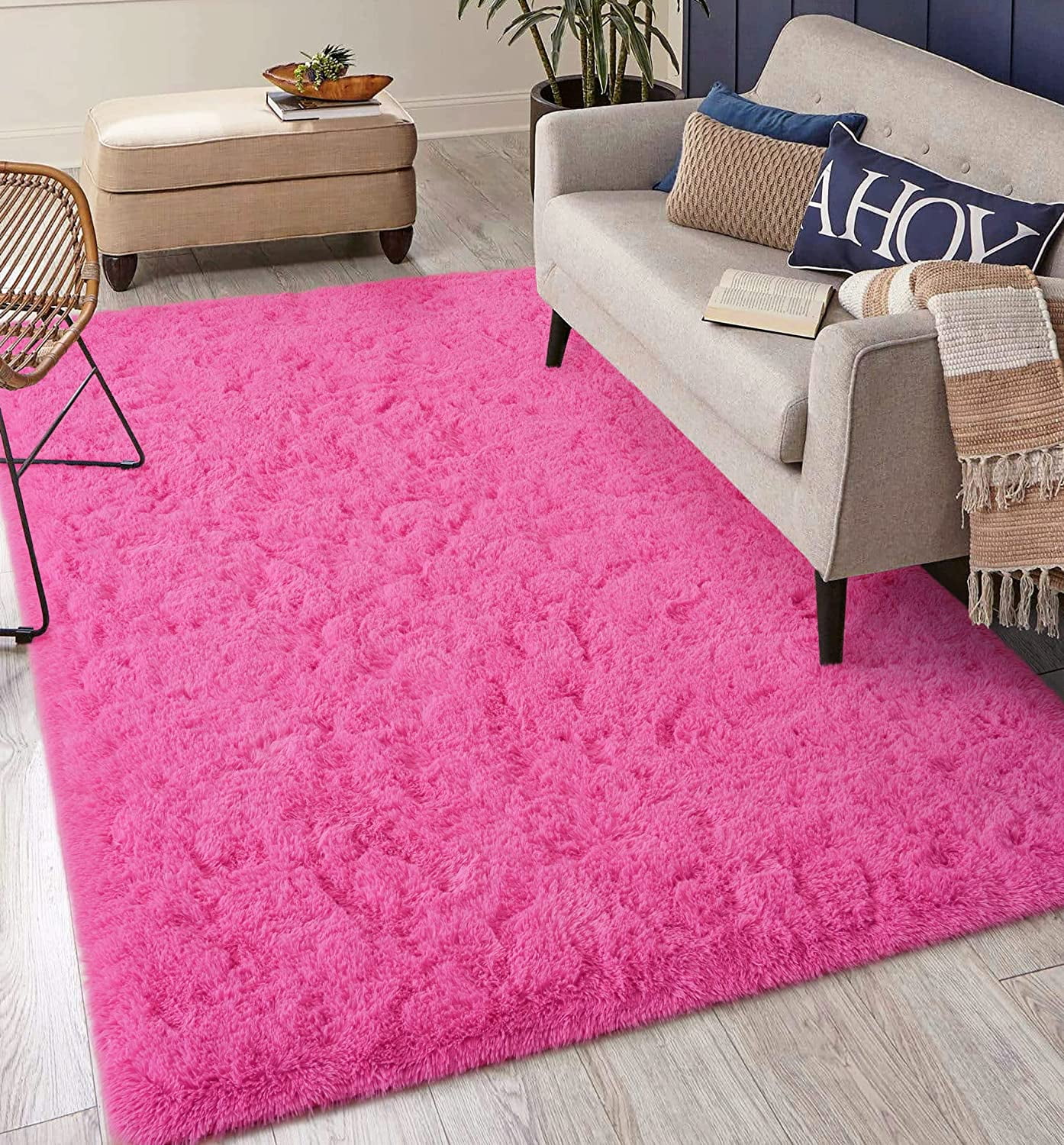 Fashionable and durable Ultra Soft Shag Area Rugs for Bedroom, Hot Pink ...