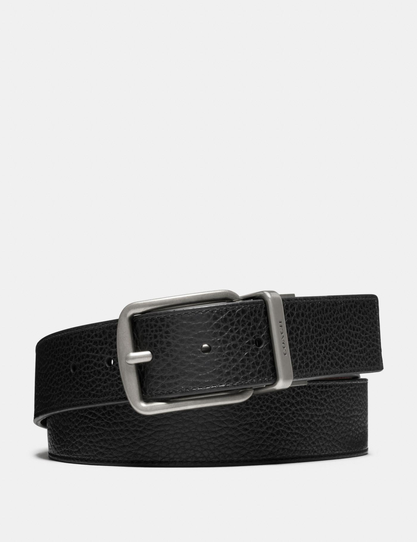 Coach Wide Harness Cut To Size Reversible Pebble Leather Belt, Black ...