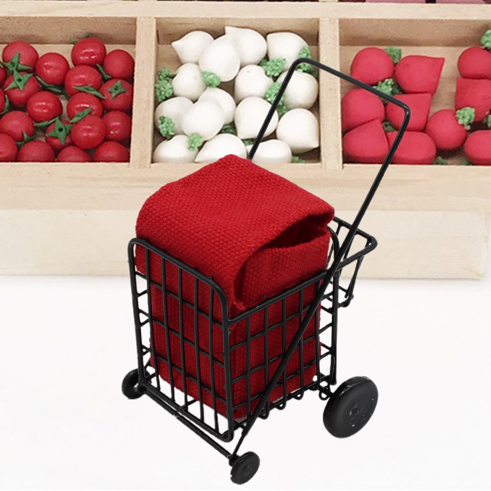 Hesroicy Mini Shopping Cart High Simulation Accessories 1/12 Scale ...
