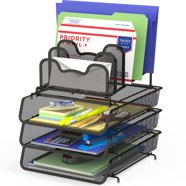 TRU RED Metal Desk Folder Holder, 12-Compartment Wire Mesh Organizer ...