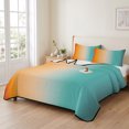3 Pieces Queen Quilt Set,Orange Teal Gradient Soft Bedding Sets with 1 ...
