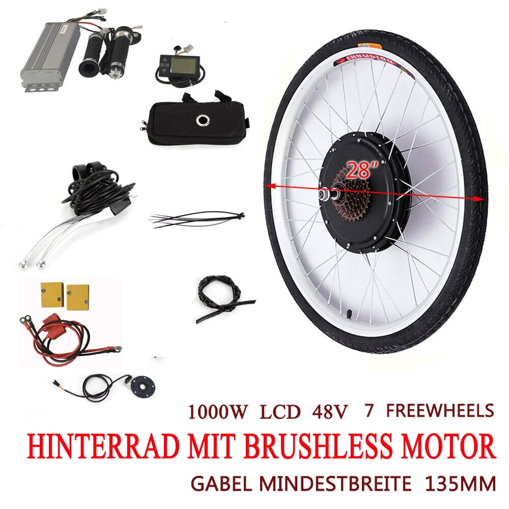 48V 28'' EBike Rear Wheel 1000W Electric Bicycle Hub Motor Conversion W ...