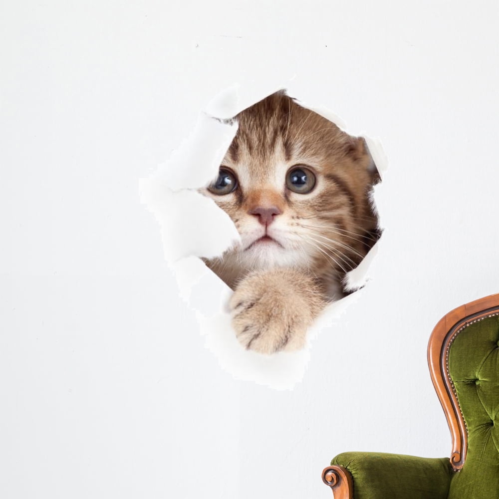 Little Cat Looking up Wall Decal by Wallmonkeys Peel and Stick Graphic ...