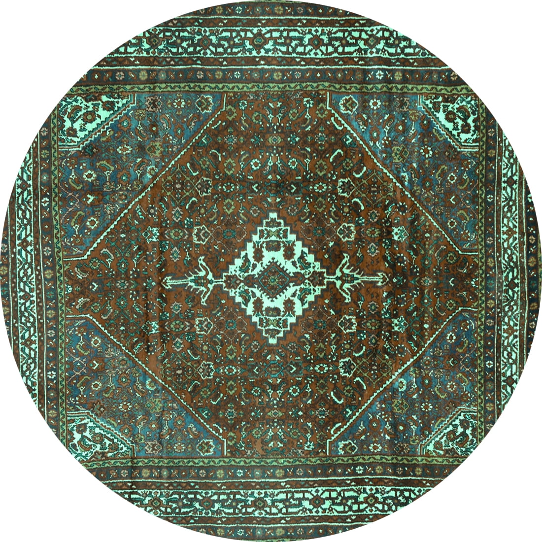 Ahgly Company Indoor Round Persian Turquoise Blue Traditional Area Rugs ...
