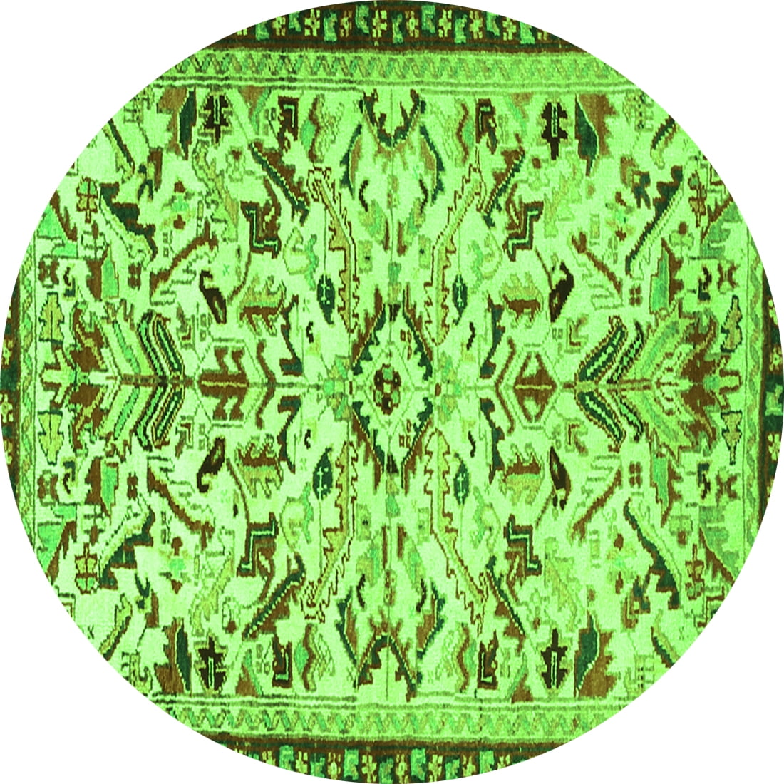 Ahgly Company Indoor Round Animal Green Traditional Area Rugs, 8' Round ...