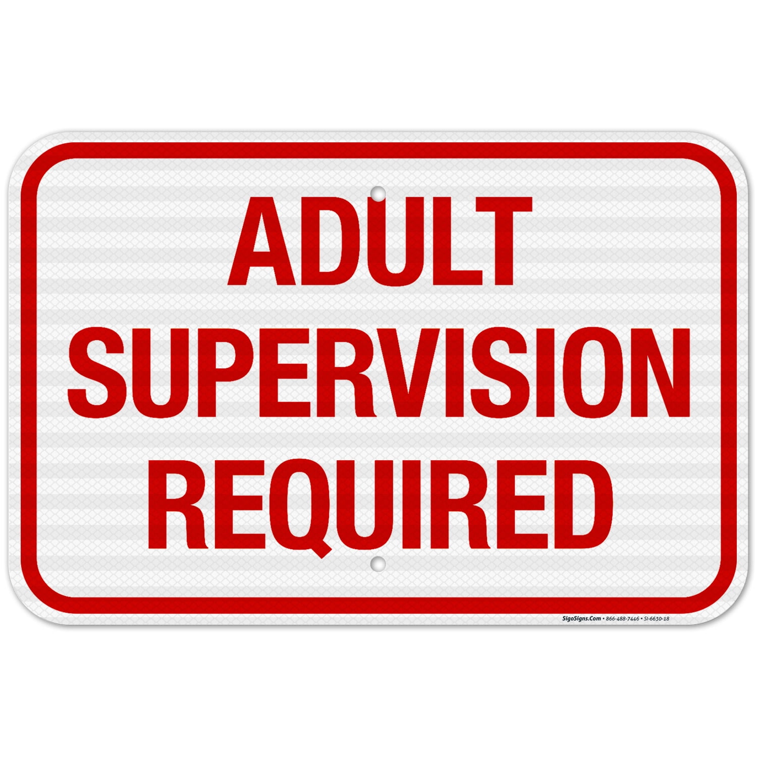 Adult Supervision Required Sign, Pool Sign, (SI-6630) - Walmart.com